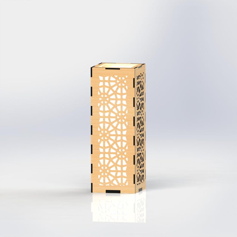 Wooden Table Lamp Laser Cutting File Set 6 Lamps DXF Material Thickness ...