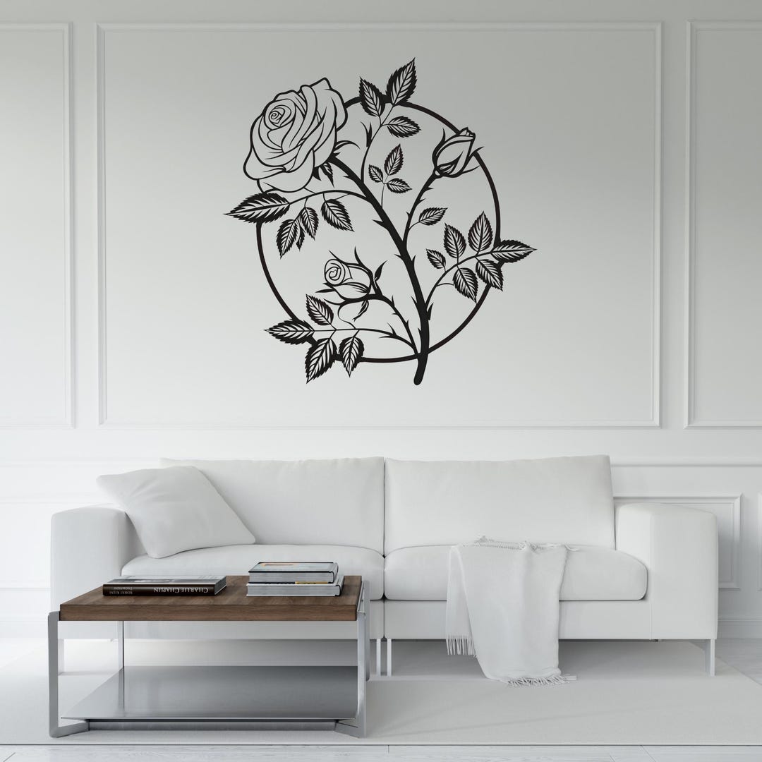 DIY Rose Wall Art Laser Cut – Oval Frame Rose Design (dxf, Dwg, Svg ...