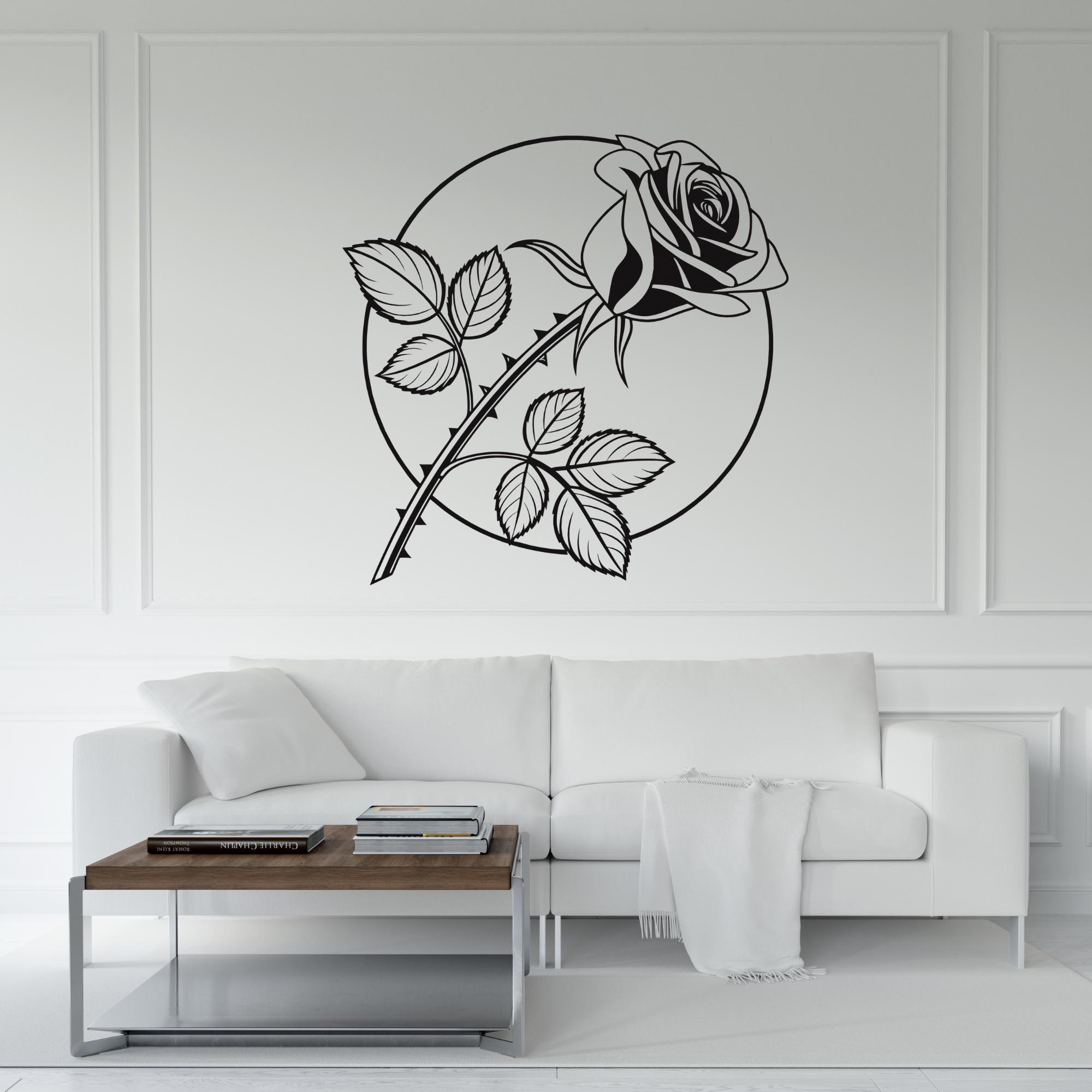 DIY Rose Wall Art Laser Cut – Elegant Flower Design Inside Circular ...