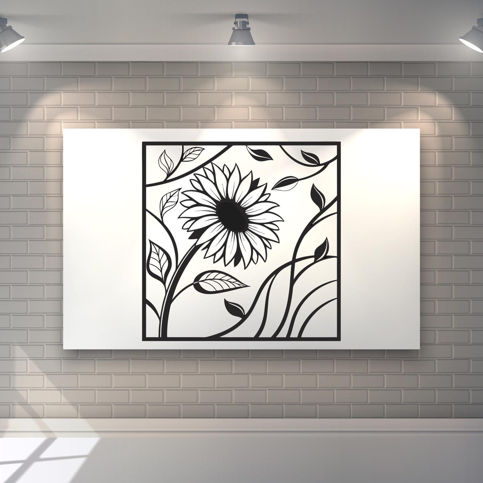 DIY Minimalist Sunflower Wall Art Laser Cut Square Frame Design dxf ...