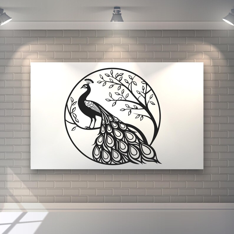DIY Peacock Wall Art Laser Cut – Majestic Design in Frame (dxf, Dwg ...