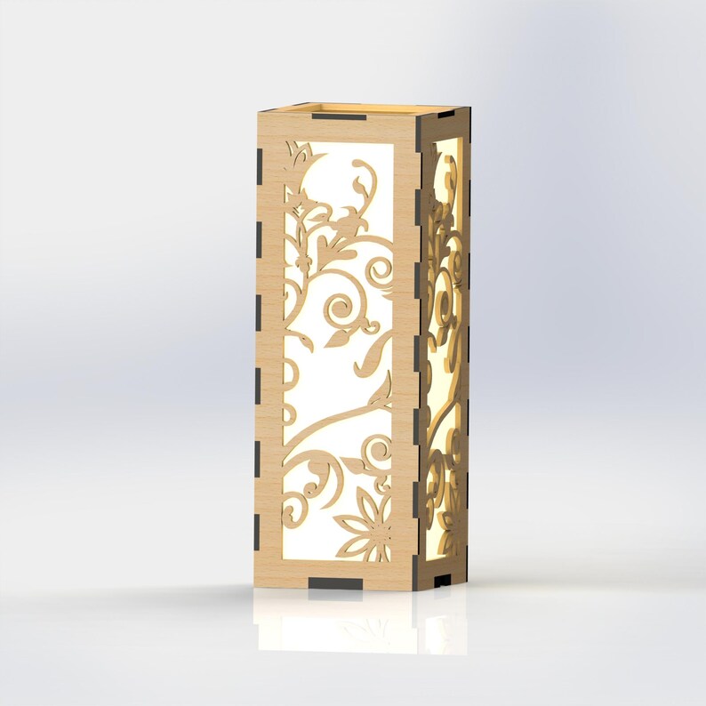 Wooden Table Lamp Laser Cutting File Set 6 Lamps DXF Material Thickness ...