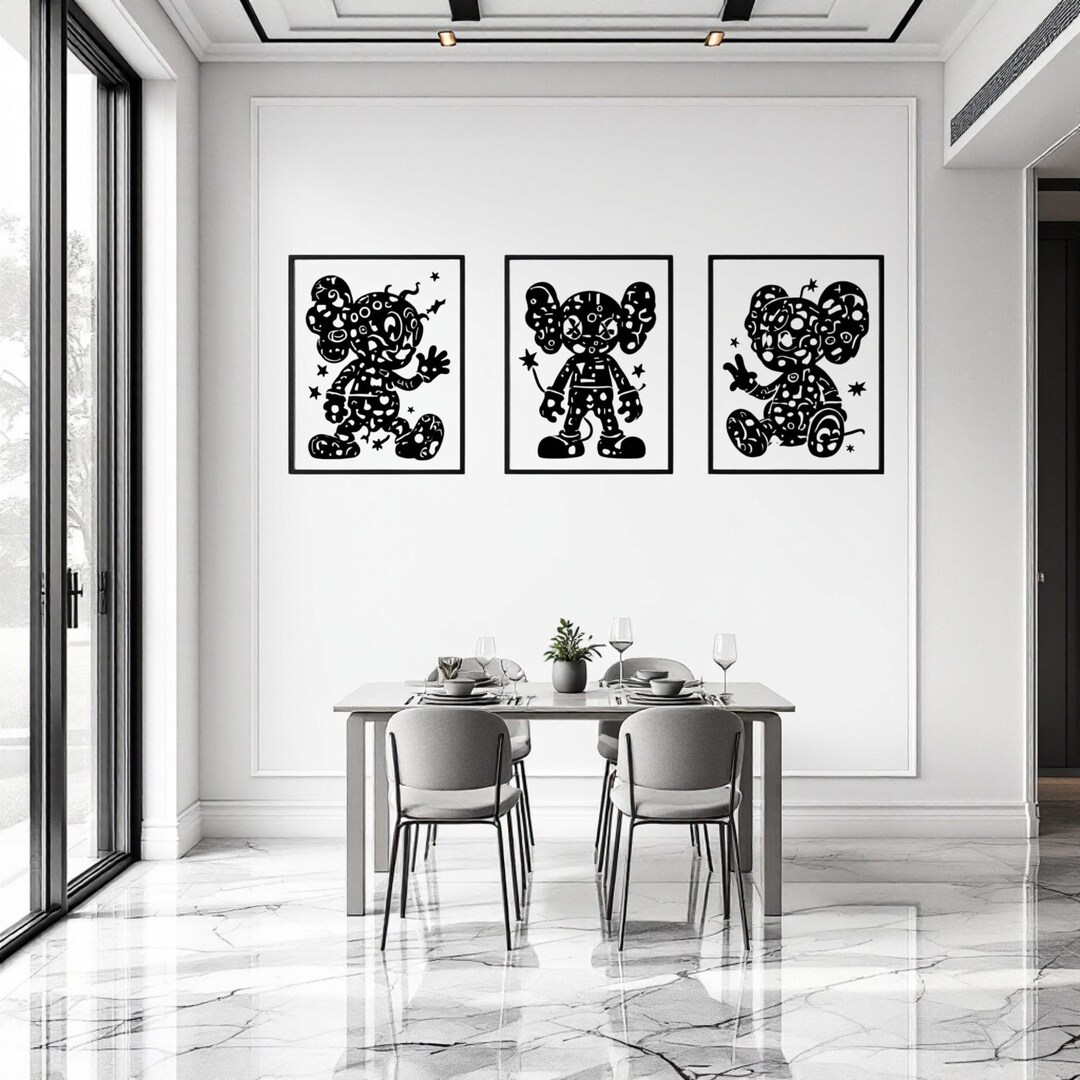 Vector Character Design Set of 3 in Kaws Style for Laser, Plasma ...