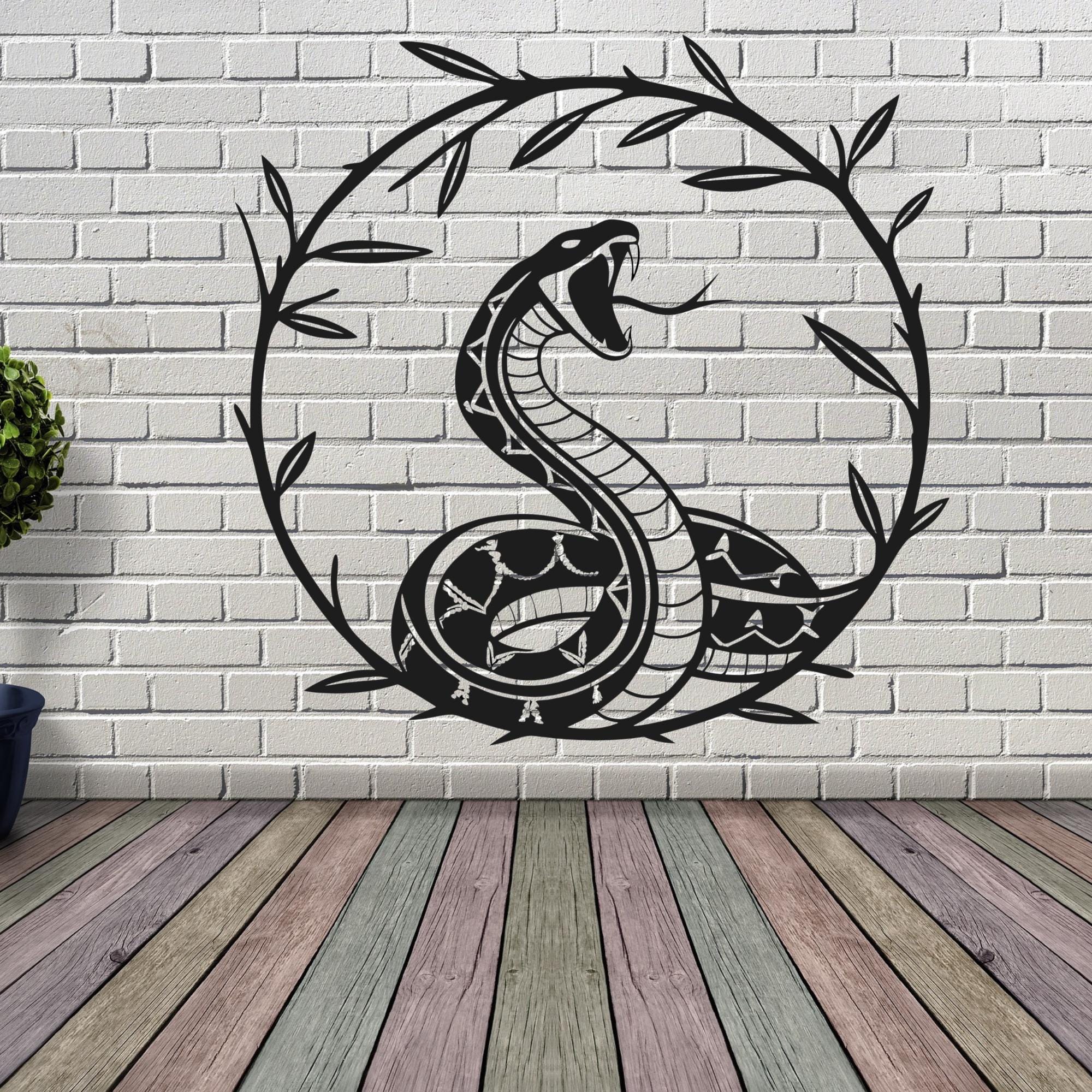 DIY Coiled Snake Wall Art Laser Cut Elegant Serpent Design in Oval ...