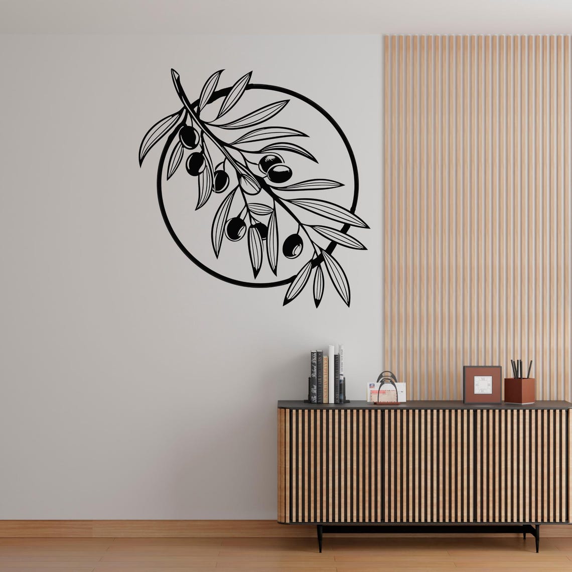 DIY Olive Branch Wall Art Laser Cut – Olive Branch With Berries in Oval ...