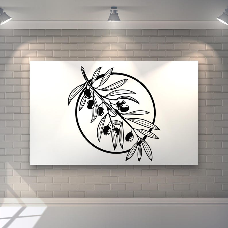 DIY Olive Branch Wall Art Laser Cut – Olive Branch With Berries in Oval ...