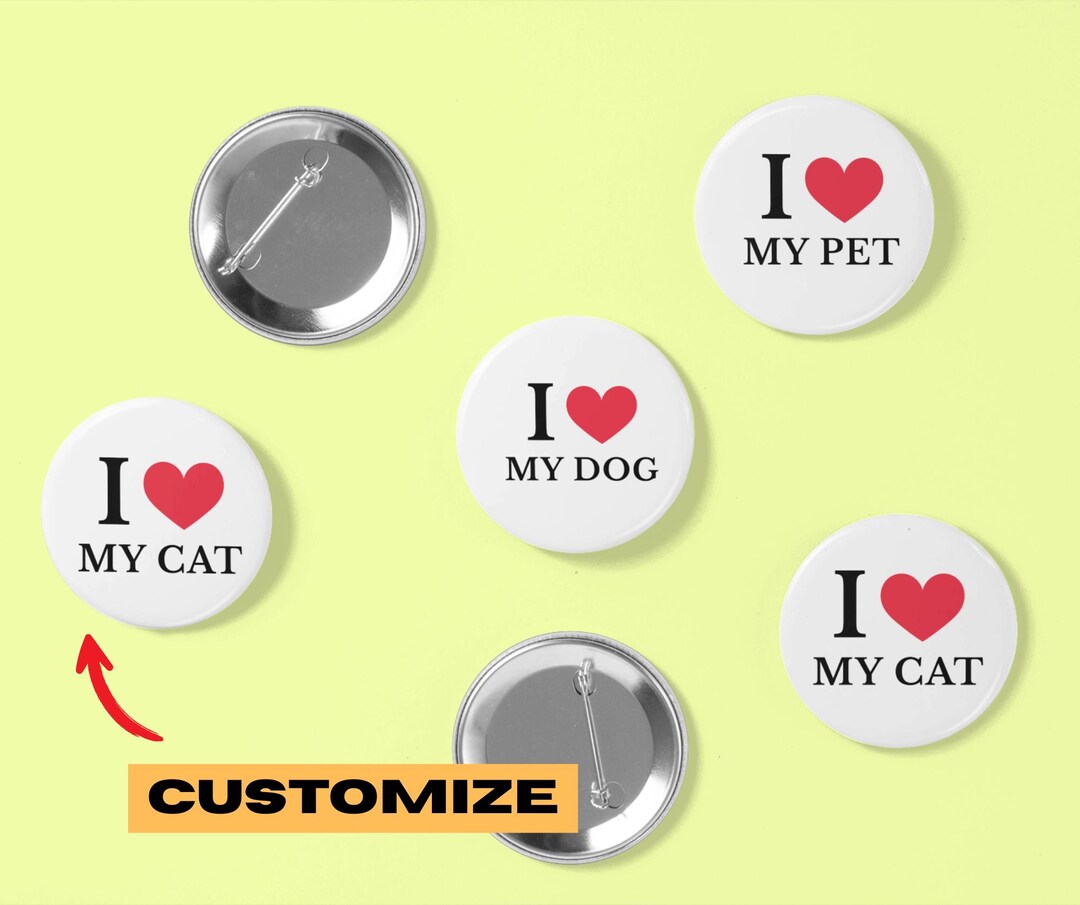 Personalizado I Love Round Pins - Etsy