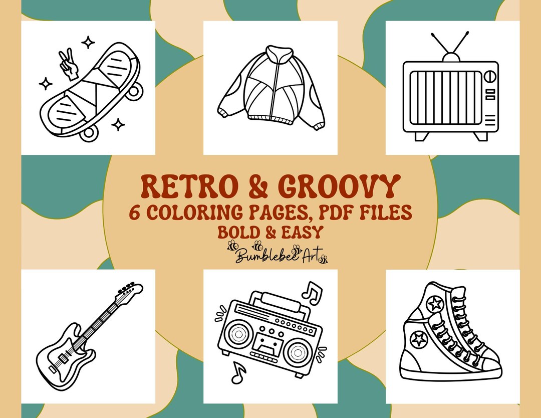 Retro & Groovy Coloring Pages- Volume 2 - Etsy
