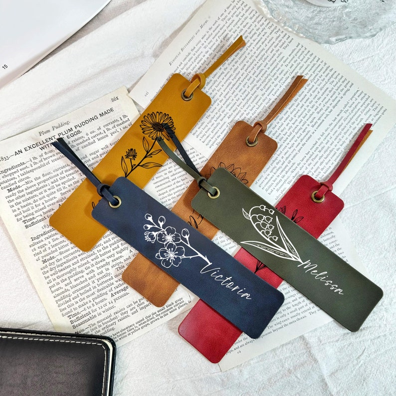 Custom Name Bookmark, Personalized Leather Bookmark, Gift for Readers ...
