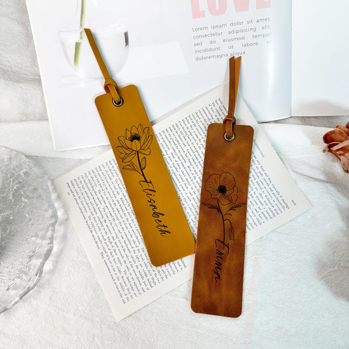 Custom Name Bookmark, Personalized Leather Bookmark, Gift for Readers ...