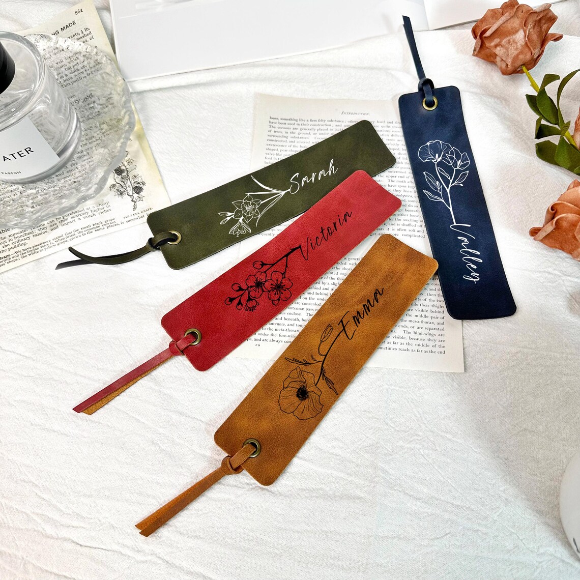 Custom Name Bookmark, Personalized Leather Bookmark, Gift for Readers ...