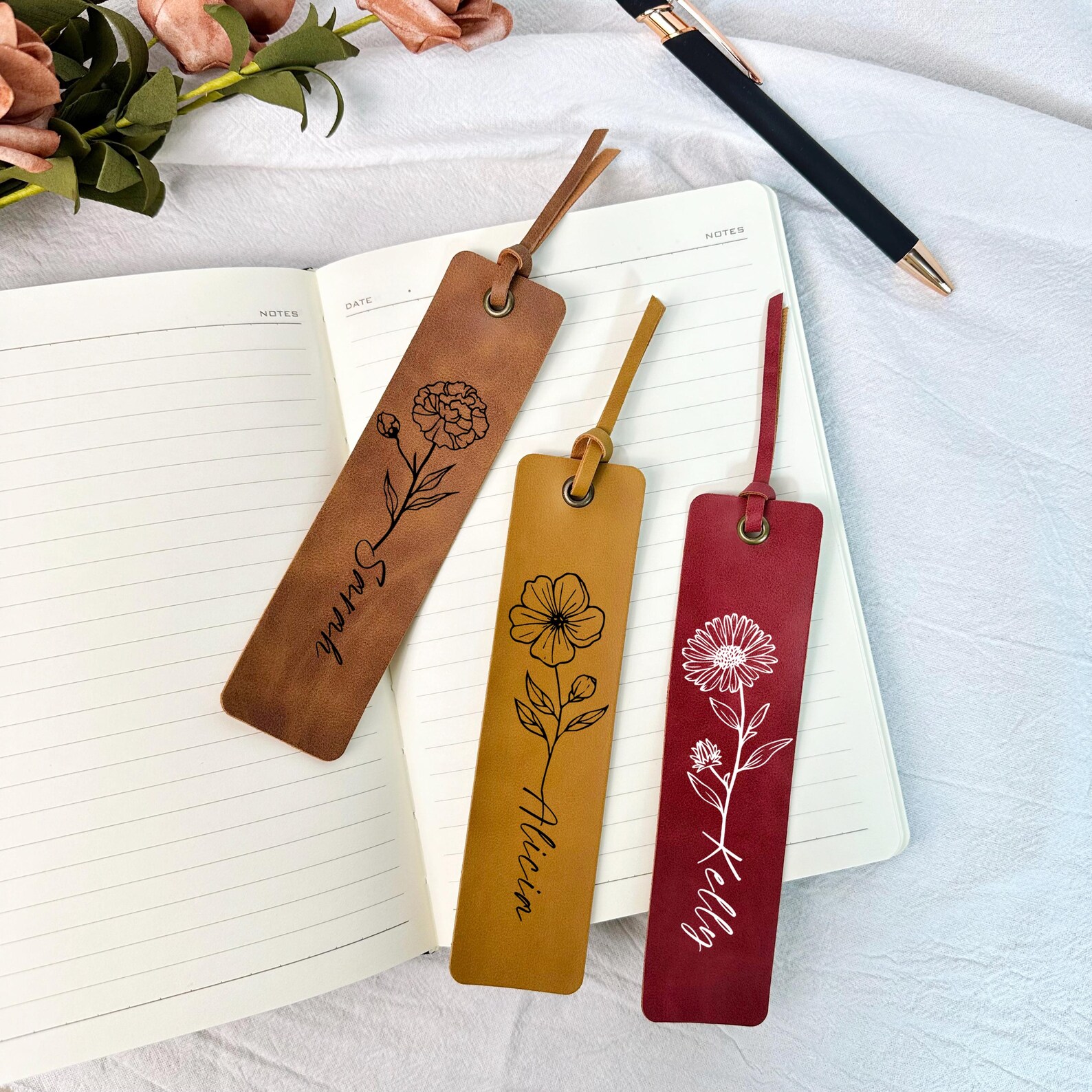 Custom Name Bookmark, Personalized Leather Bookmark, Gift for Readers ...
