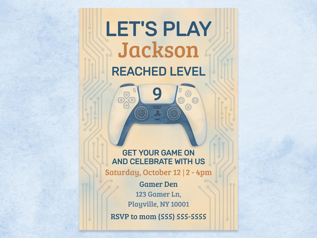 Video Game Birthday Invitation | PS5 Gamer Party Invite | Boys Birthday ...