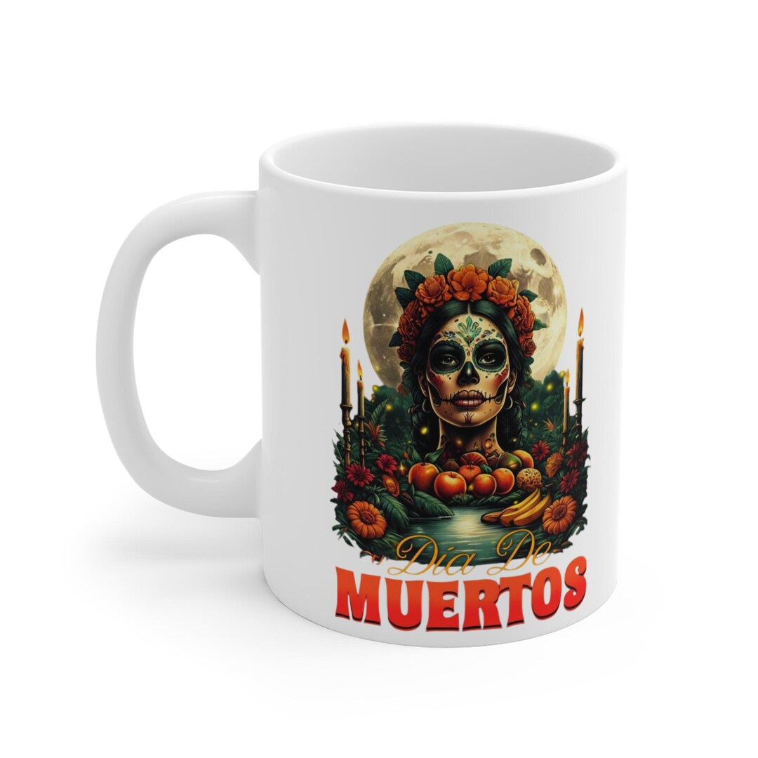Day of the Dead Catrina Mug, Dia De Muertos 11oz Cup, Moon Scene Coffee ...