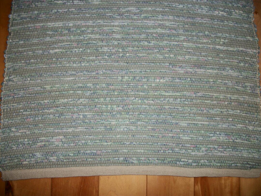 Green and Light Green Rag Rug 48 Inches Long No Fringe - Etsy