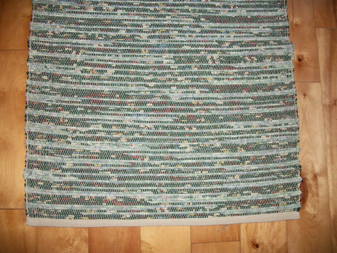 Woven Darkk Green and Light Green Rag Rug 33 Inches Long - Etsy