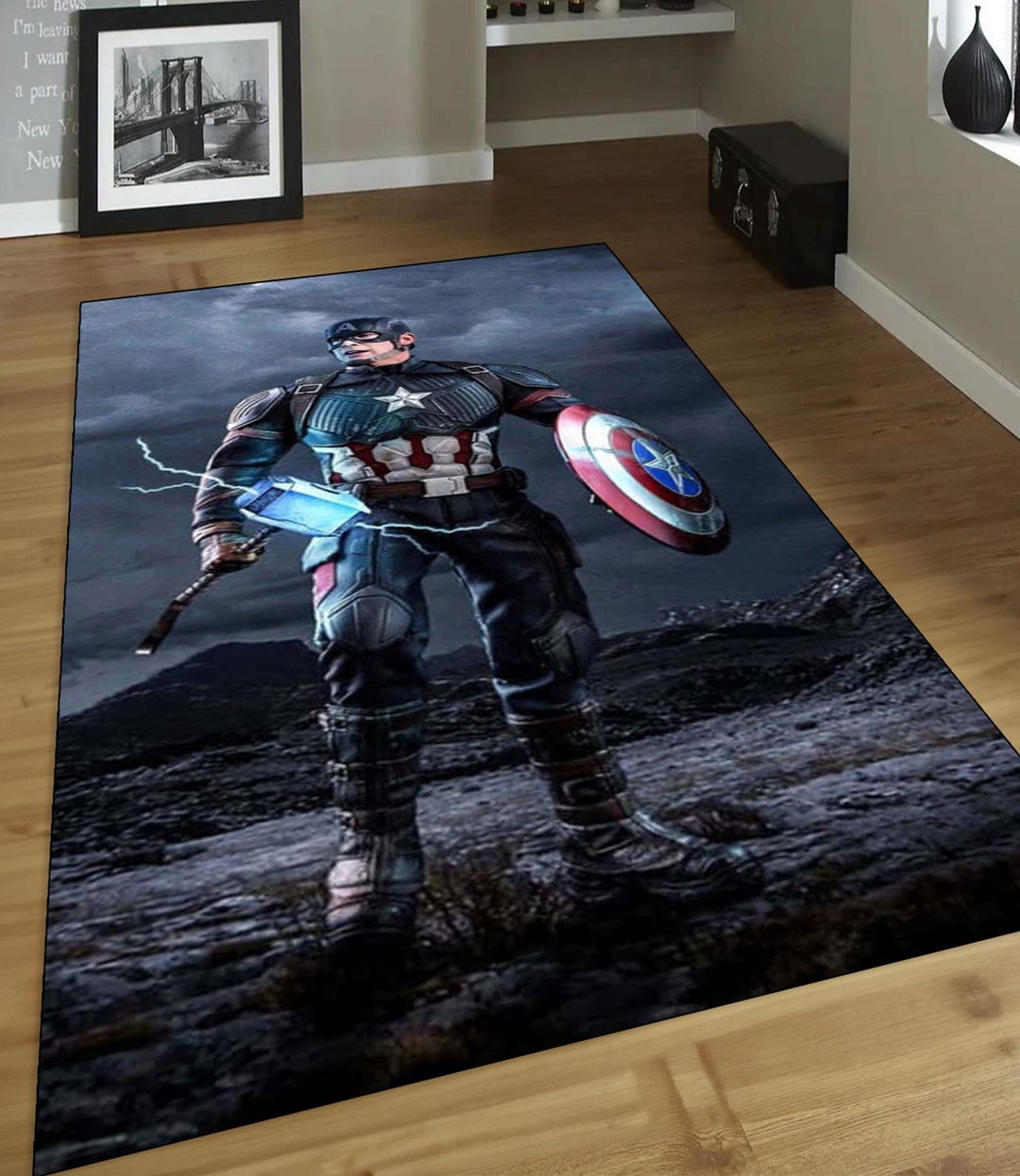 Captain America, Avengers Rug, Thor Hammer, Captain America Rug, Boys ...