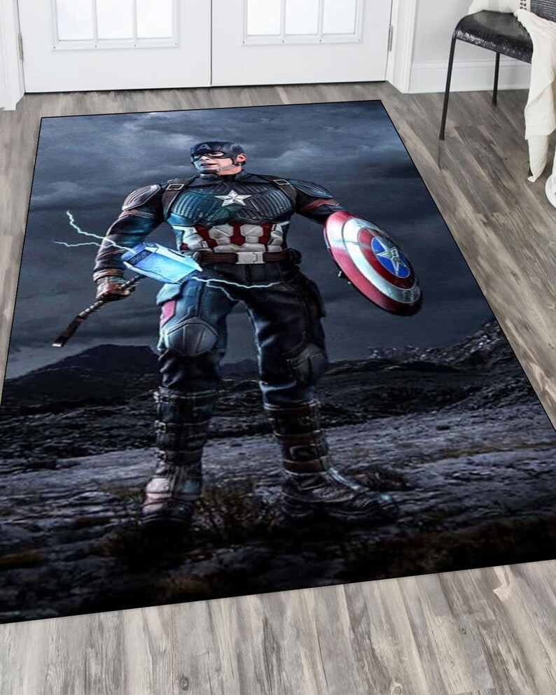 Captain America, Avengers Rug, Thor Hammer, Captain America Rug, Boys ...