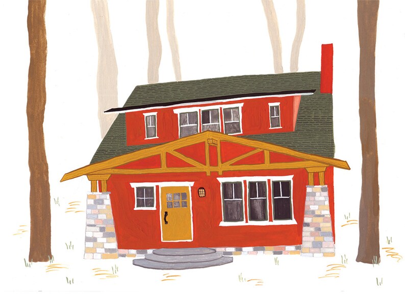 Craftsman Cabin Card | Etsy