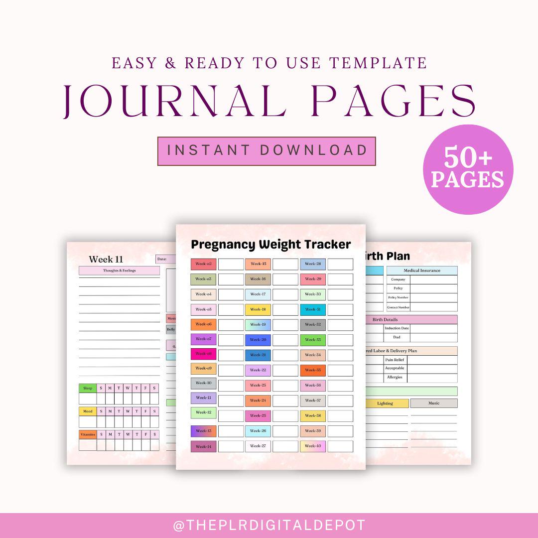 Digital Pregnancy Planner for New Mom, Hyperlinked Pregnancy Journal ...