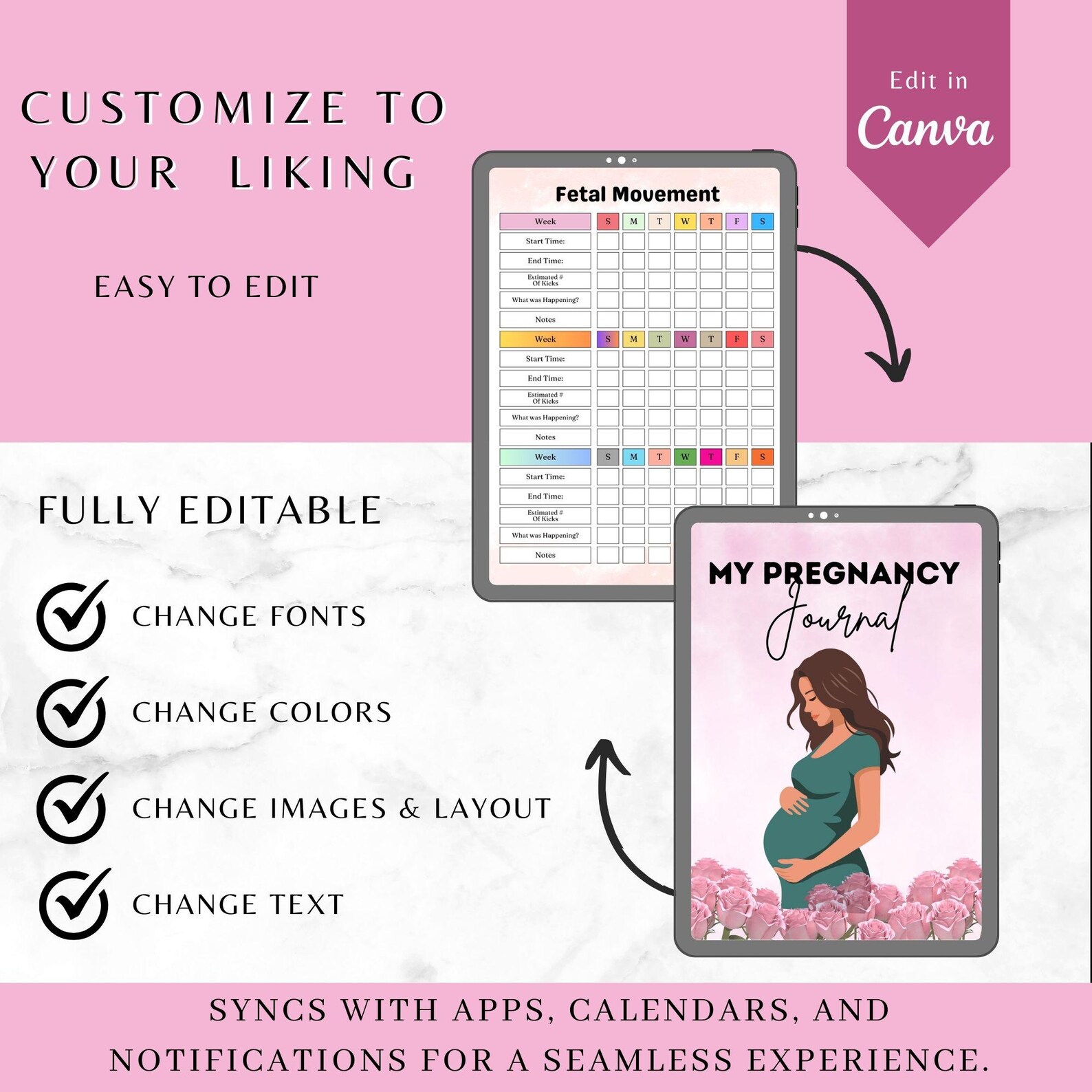Digital Pregnancy Planner for New Mom, Hyperlinked Pregnancy Journal ...