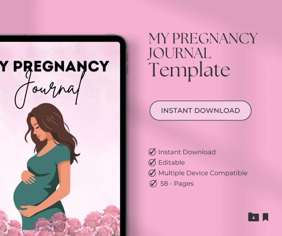 Digital Pregnancy Planner for New Mom, Hyperlinked Pregnancy Journal ...