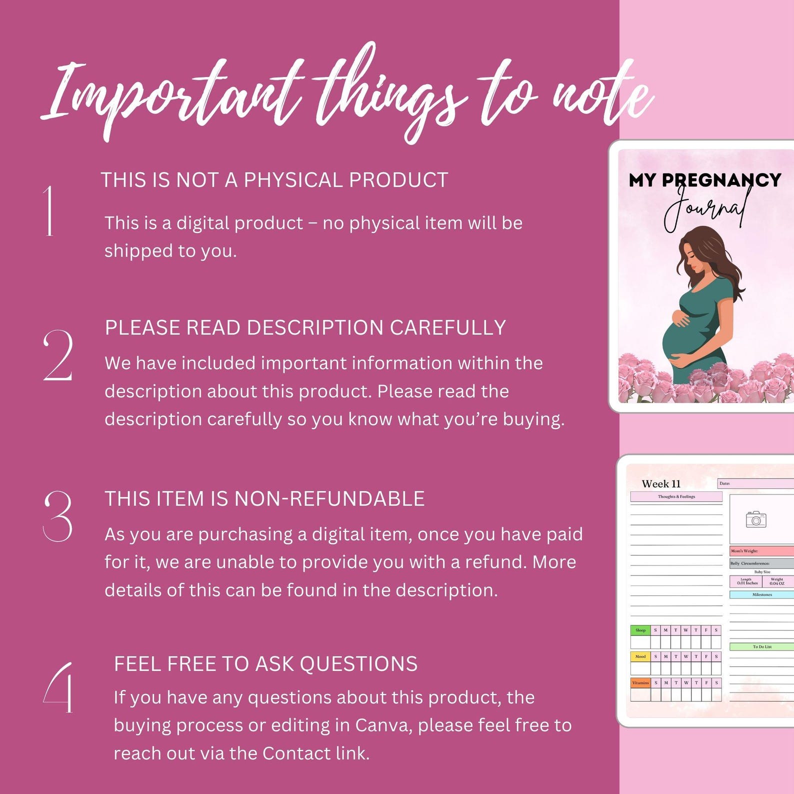 Digital Pregnancy Planner for New Mom, Hyperlinked Pregnancy Journal ...