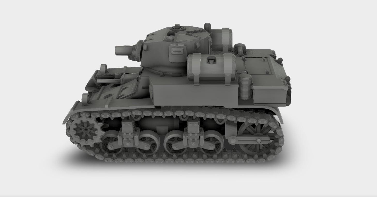 M3A1 Stuart Satan Flamethrower Tank WW2 3D Printed Model Kit, Scale 1: ...