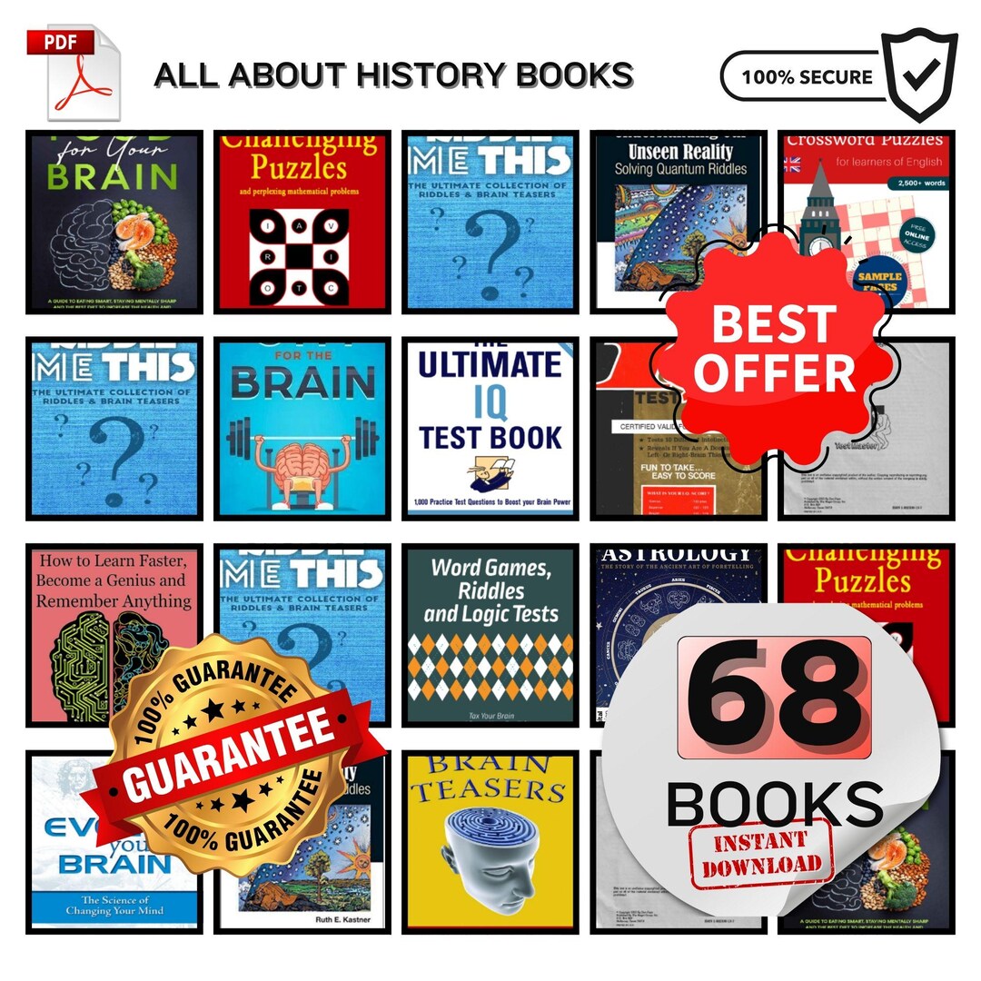 68 Random IQ Puzzles Brainstorm Riddles to Study Word Games Logic Challenging Gym Fun Collection ...