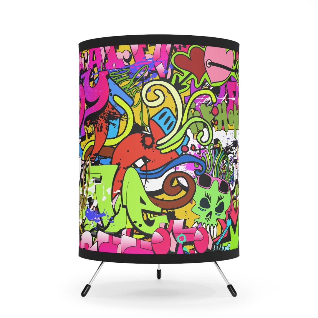 Graffiti Lamp, Hip Hop Decor, Tripod Light Fixture, Street Art Room ...