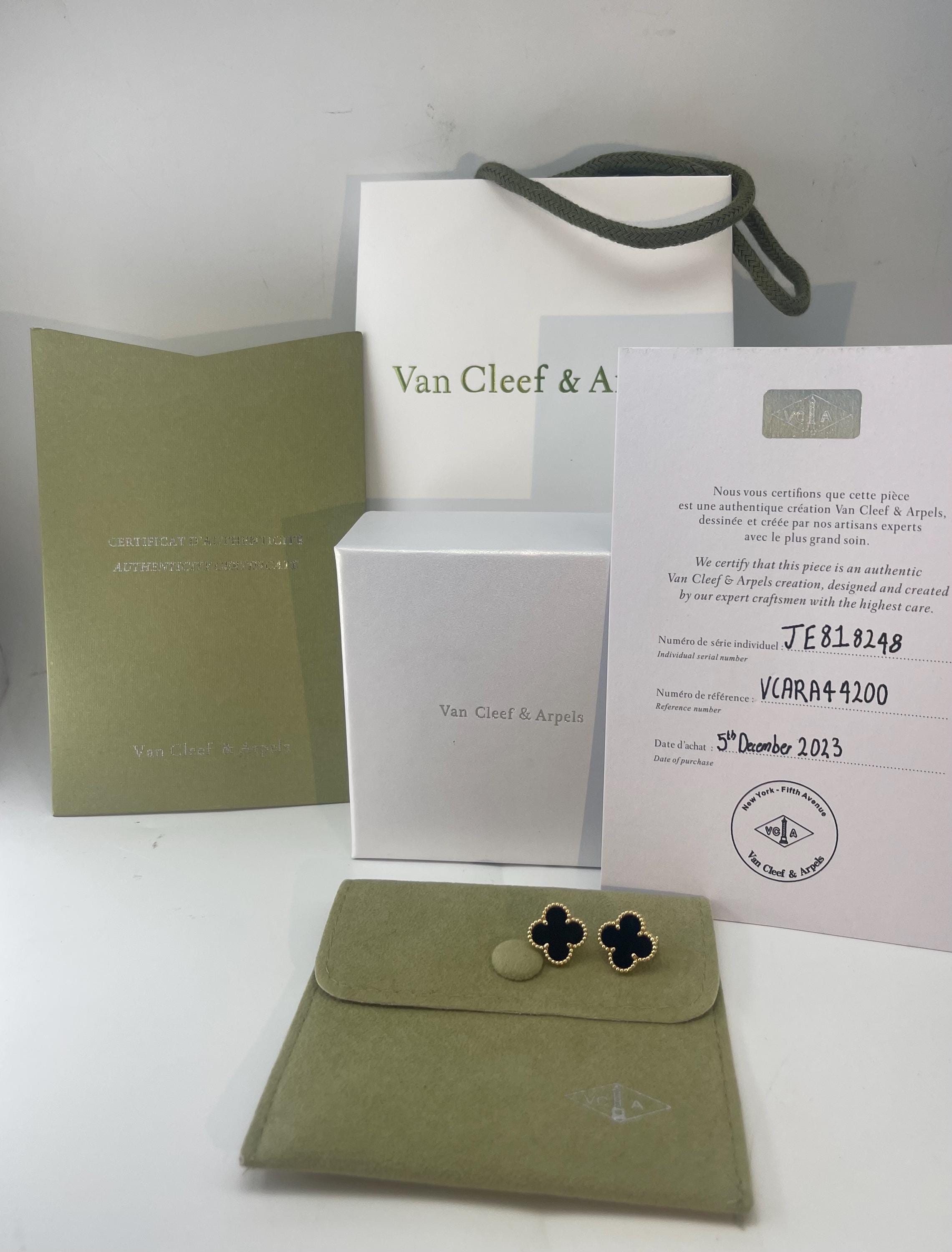 18k Yellow Gold Van Cleef Style Onyx Earrings - Etsy