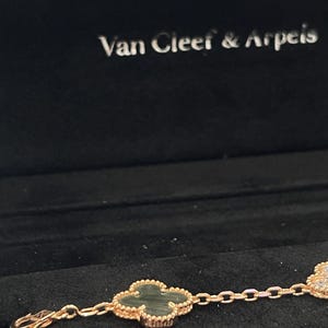 Vintage Alhambra, Van Cleef Style Bracelet 5 Motifs, Diamond and Mother ...