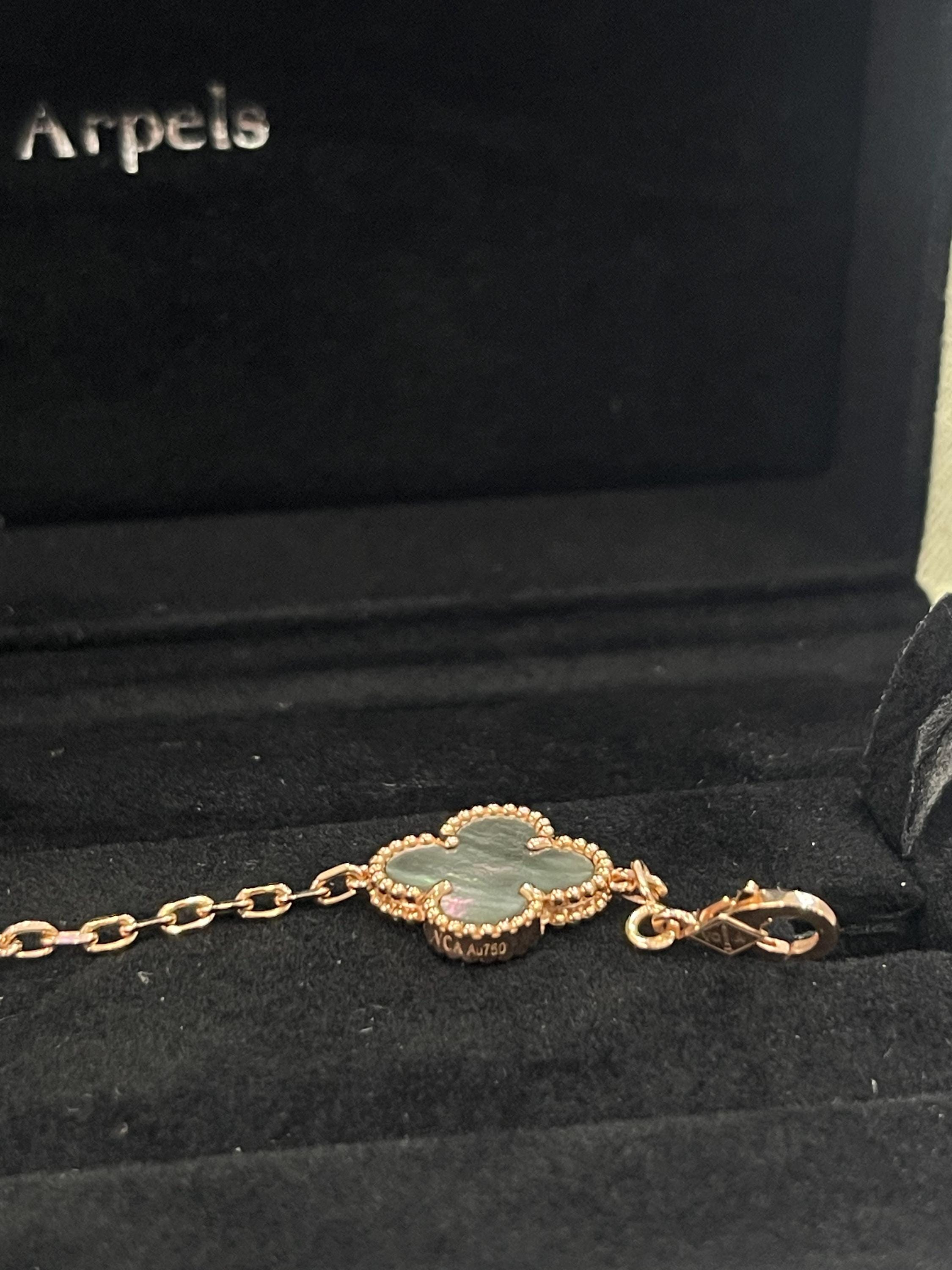 Vintage Alhambra, Van Cleef Style Bracelet 5 Motifs, Diamond and Mother ...