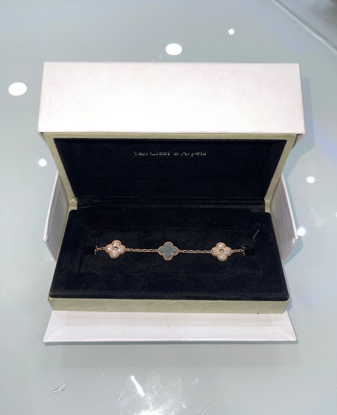 Vintage Alhambra, Van Cleef Style Bracelet 5 Motifs, Diamond and Mother ...