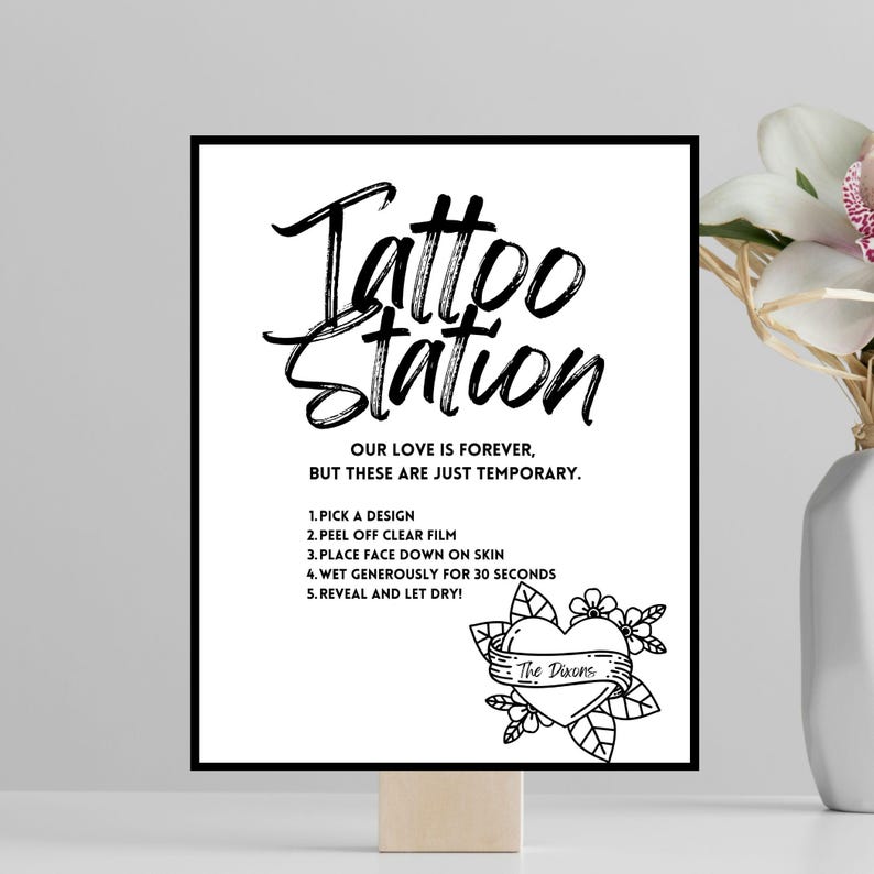Temporary Tattoo Station Sign for Wedding - Etsy Australia