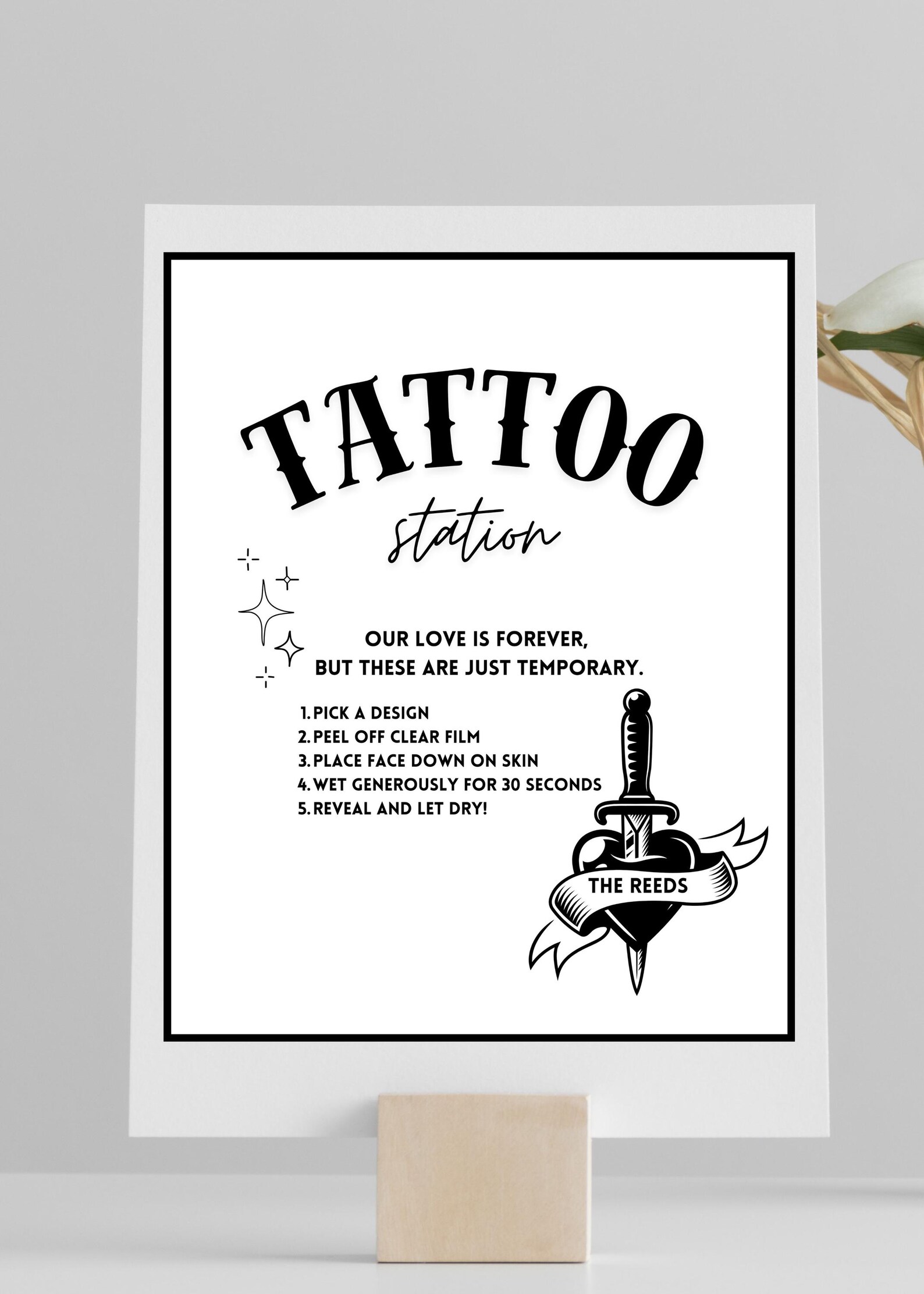 Temporary Tattoo Station Sign Template for Wedding - Etsy