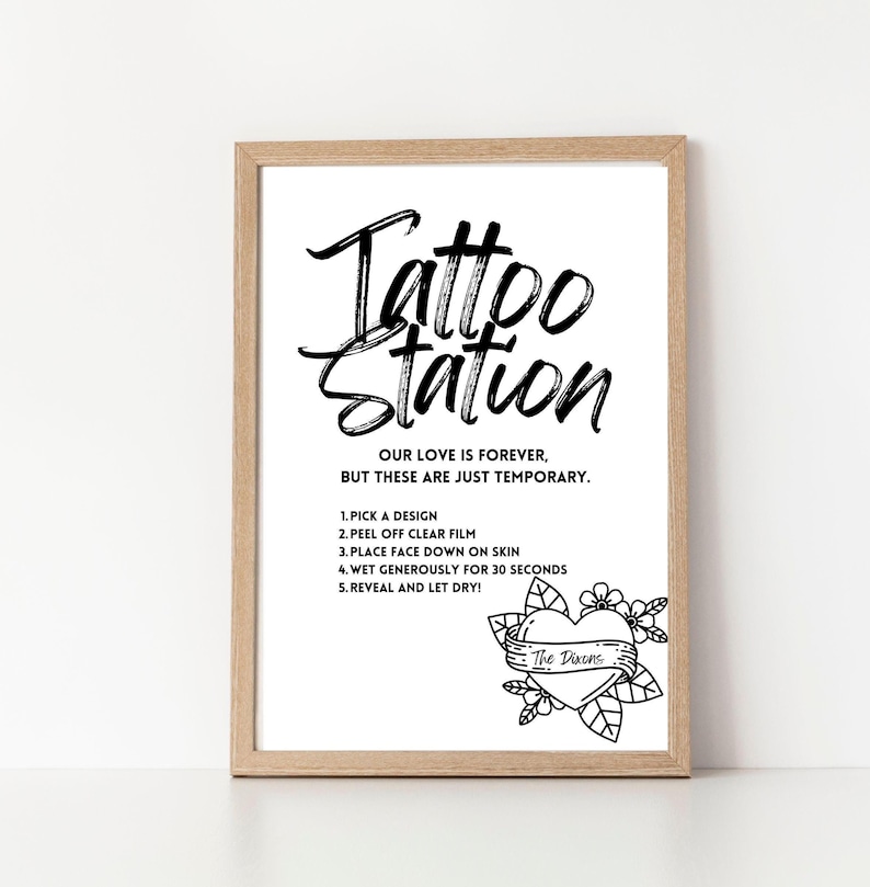 Temporary Tattoo Station Sign for Wedding - Etsy