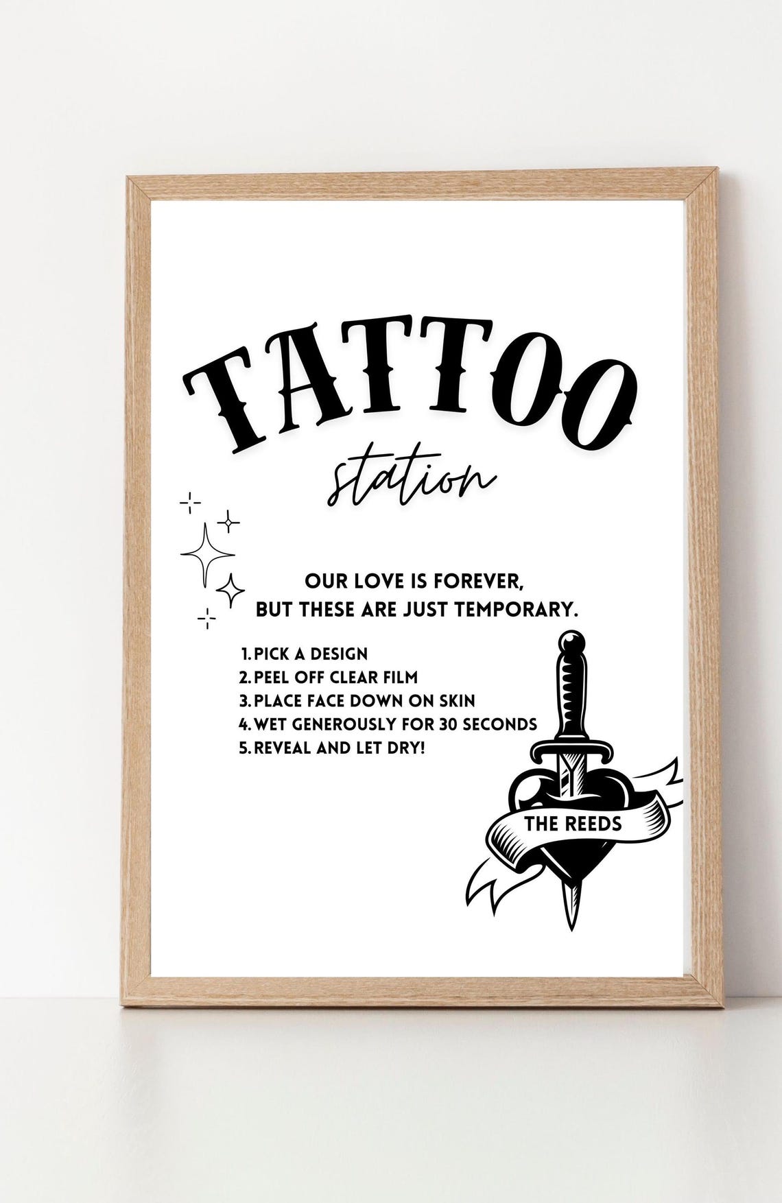 Temporary Tattoo Station Sign Template for Wedding - Etsy