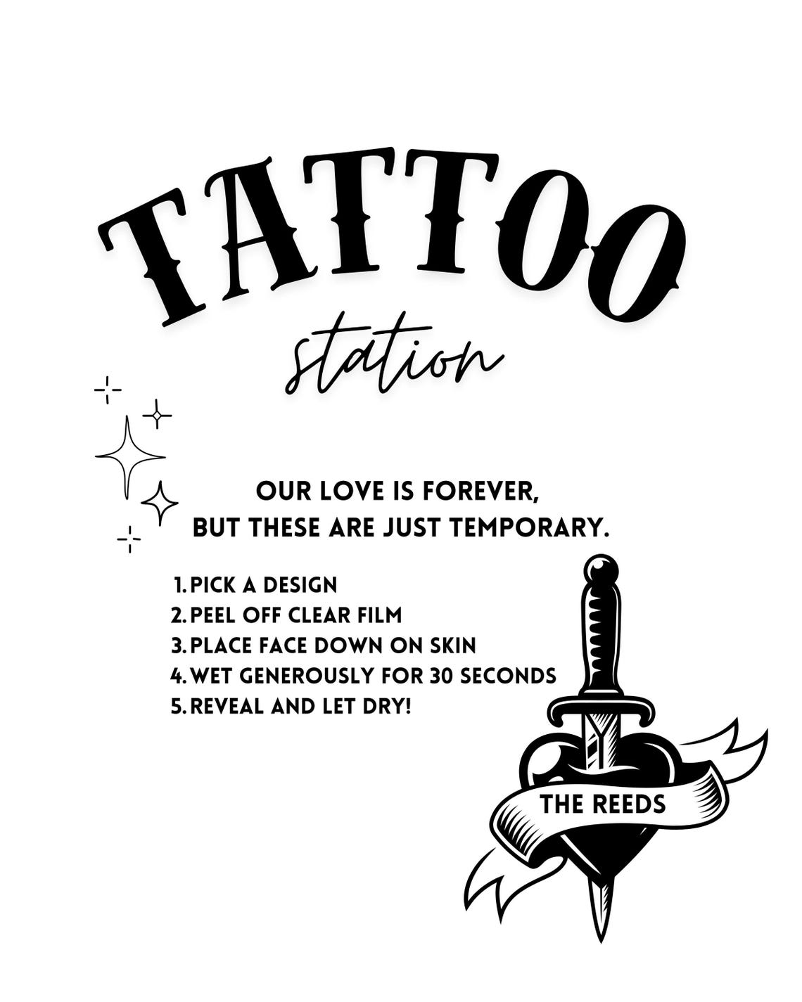 Temporary Tattoo Station Sign Template for Wedding - Etsy