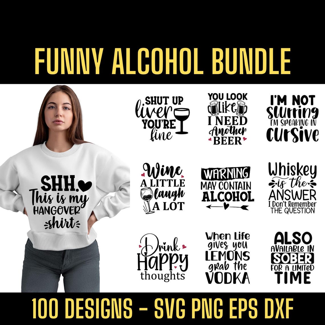 Funny Alcohol Svg, Alcohol Drink Svg, Funny Alcohol Quotes Bundle, 500 ...
