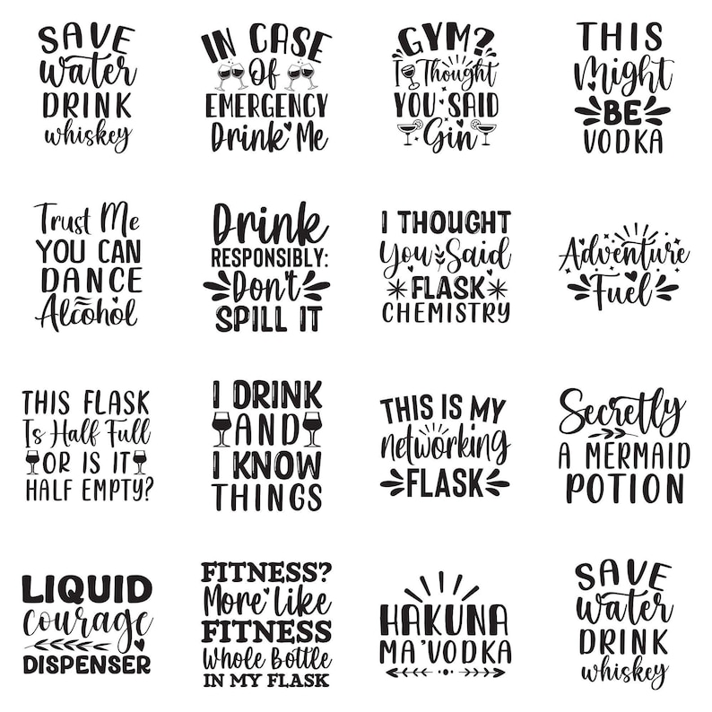 Flask Sayings Svg Bundle, 50 Designs (png, Eps, Dxf) - Etsy