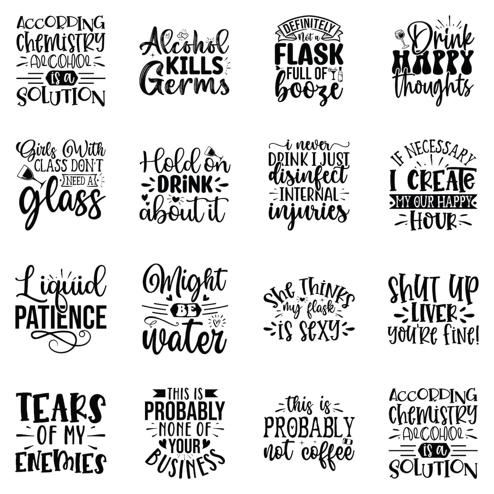 Flask Svg, Flask Sayings, Flask Quotes, Flask Sayings Bundle, 50 ...
