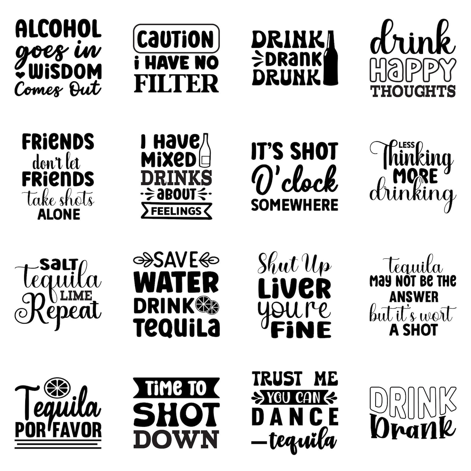 Shot Glass Svg, Tequila Glass Svg, Funny Shot Glass Quotes Bundle, 50 ...