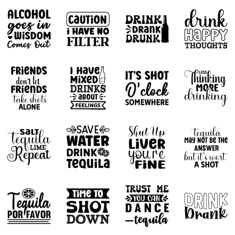 Shot Glass Svg, Tequila Glass Svg, Funny Shot Glass Quotes Bundle, 50 ...