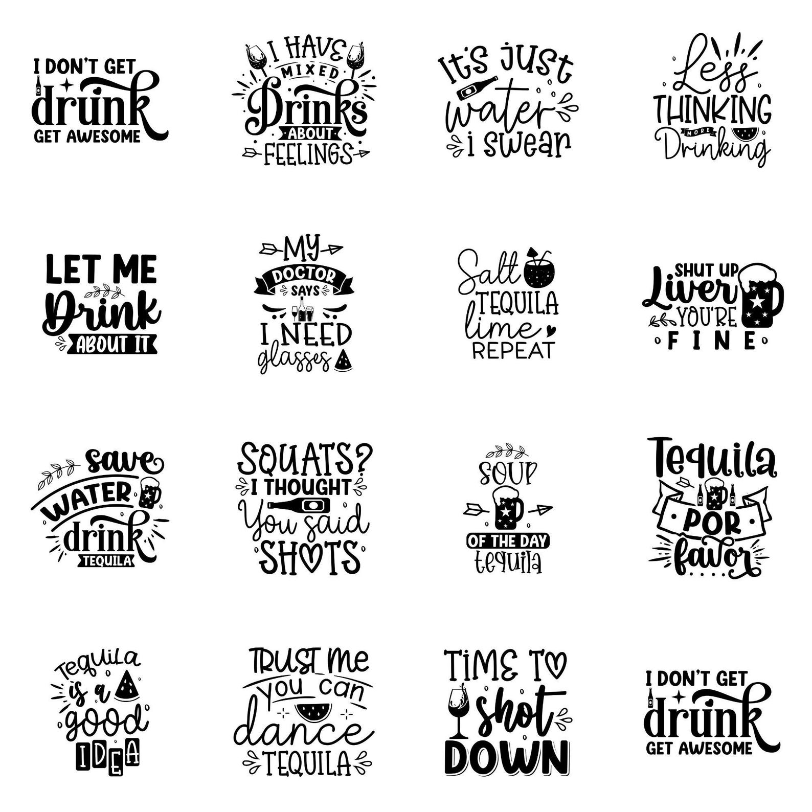 Shot Glass Svg, Tequila Glass Svg, Funny Shot Glass Quotes Bundle, 50 ...