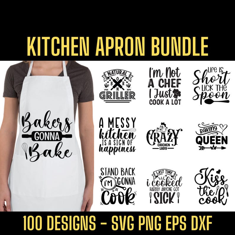 Funny Apron Quotes SVG Bundle, 100 Designs (svg, Png, Eps, Dxf) - Etsy