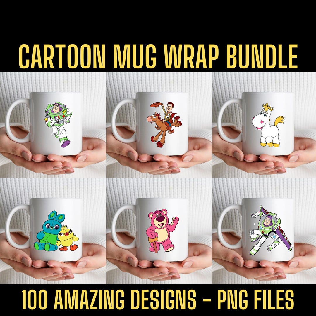 Classic Cartoon Mug Wrap Png Bundle, 100 Amazing Designs, 100 PNG Files ...