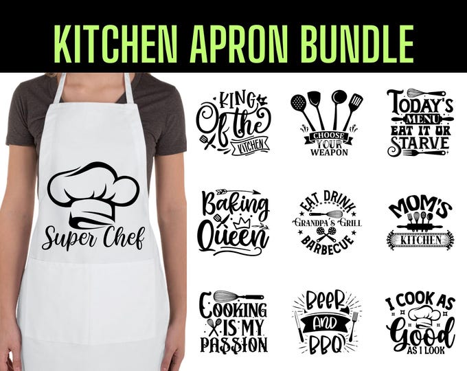Kitchen Apron Svg Bundle, Kitchen Apron SVG, Apron Quotes Bundle, Funny ...