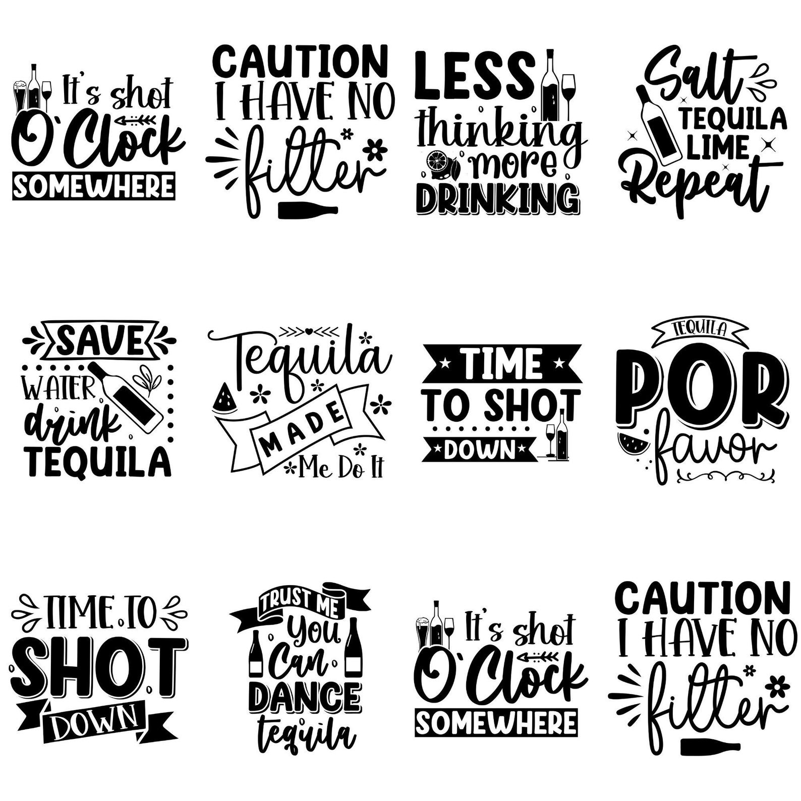 Shot Glass Svg, Tequila Glass Svg, Funny Shot Glass Quotes Bundle, 50 ...
