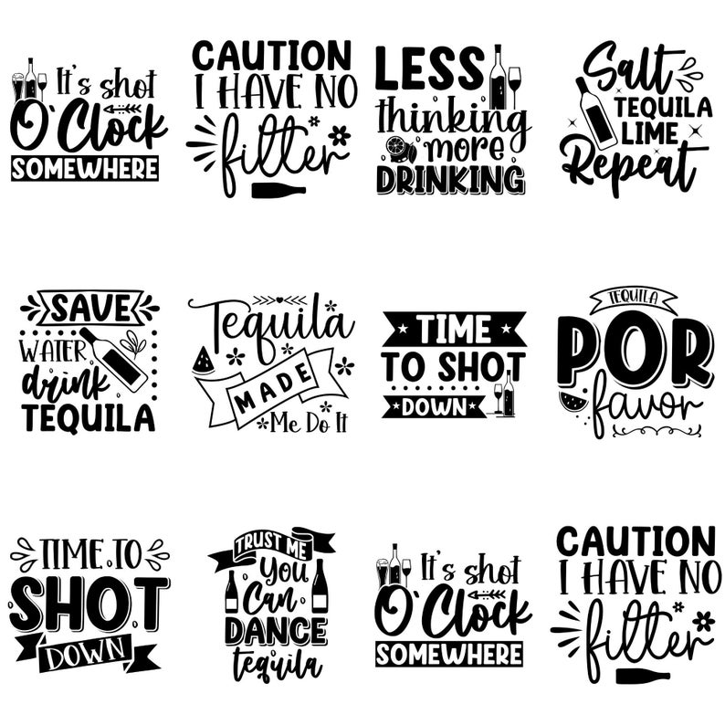 Shot Glass Svg, Tequila Glass Svg, Funny Shot Glass Quotes Bundle, 50 ...